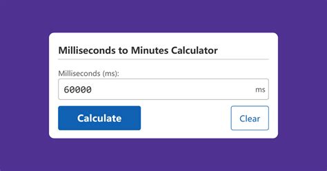 Milliseconds To Minutes Calculator