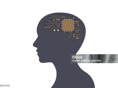 인간의 머리와 전자 회로 내부 프로필 얼굴 실루엣 인간의 진화 0명에 대한 스톡 벡터 아트 및 기타 이미지 0명 Cpu 개념 Istock