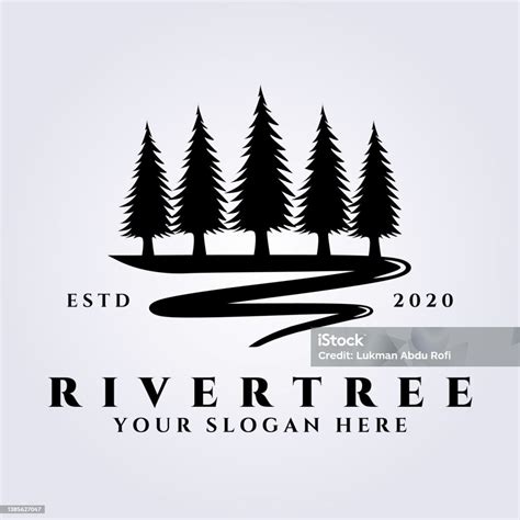Conception Dillustration Vectorielle De Symbole Darbre De Rivière Pin