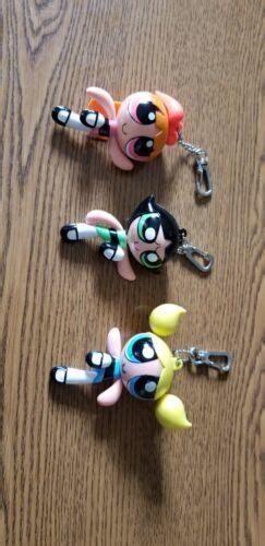 3 1999 Cartoon Network Powerpuff Girls Resin Keychain W Clip