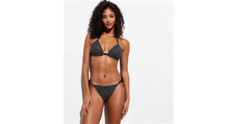 Black Crochet Tie Side Bikini Bottoms New Look