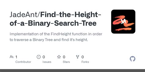 Github Jadeantfind The Height Of A Binary Search Tree