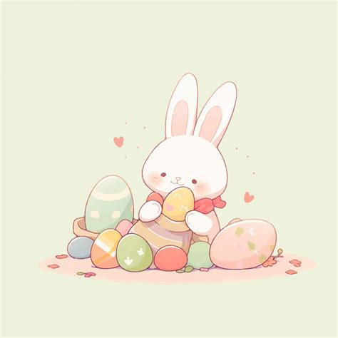 Premium Vector Cute Kawaii Easter Bunny Cartoon Illustration