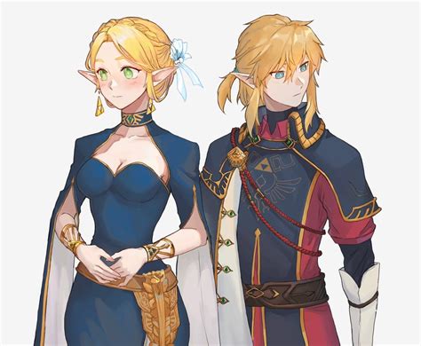 Link And Princess Zelda The Legend Of Zelda And 1 More Drawn By