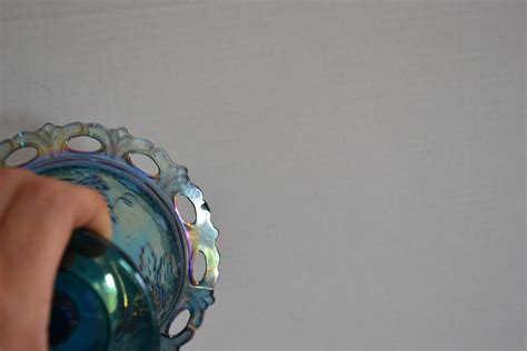 Blue Carnival Glass Compote Dish Etsy