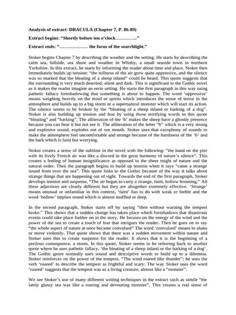 Extract Analysis Dracula Pdf Dracula Gothic Fiction