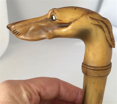 Carved Horn Walking Stick Handle
