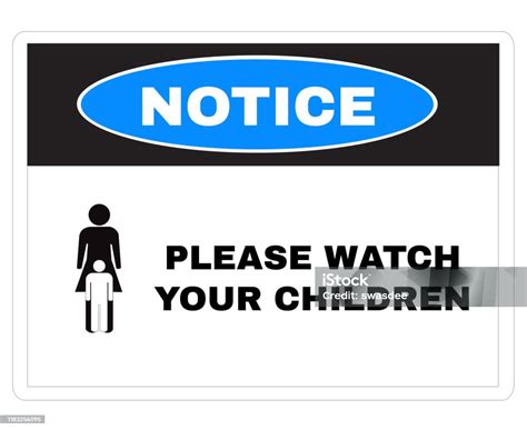 게시판에 메시지 주의 하시기 바랍니다 자녀를 확인 하시기 바랍니다 주의하고 주의 표지판 사고 예방 표지판 경고 기호 벡터 일러스트레이션 개념에 대한 스톡 벡터 아트 및 기타