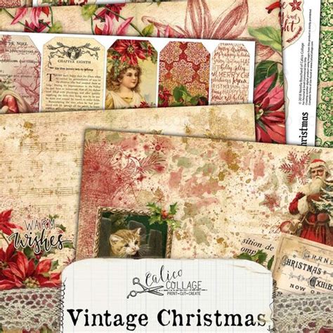 Christmas Junk Journal Kit Ephemera Pack Holiday Ephemera Etsy