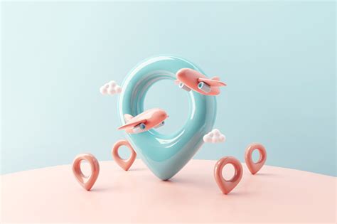 3d 여행 개념 지도 핀 위로 비행하는 비행기 비행기로 여행하는 전 세계 3d 렌더링 3차원 형태에 대한 스톡 사진 및 기타 이미지 3차원 형태 비행기 방향 Istock