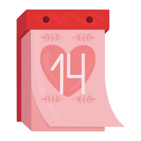 Ilustración del calendario del día de san valentín 14 de febrero en el calendario calendario