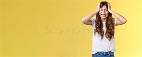 Girl Panicking Huge Trouble Suffer Panic Attack Grimacing Painful