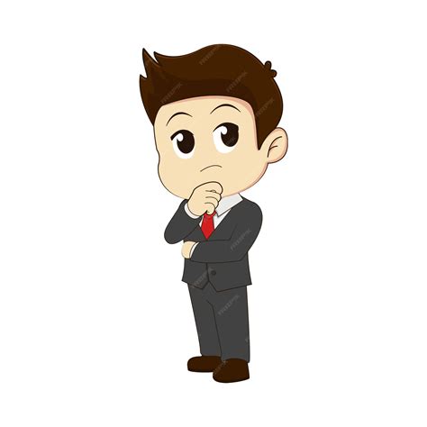 Premium Vector Chibi Office Thinking Pose