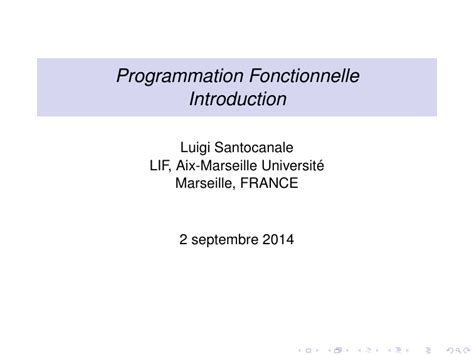 Programmation Fonctionnelle Introduction