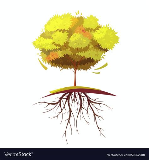 Tree With Root Retro Cartoon Royalty Free Vector Image