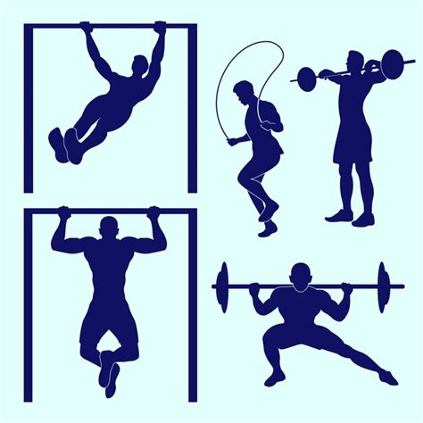 Silueta De Hombre Fitness Azul Vector Premium
