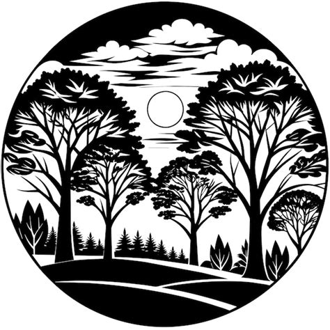 Trees Against Sky During Sunset Vector Illustration Premium AI Generated Vector