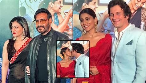 Ajay Devgn Poses With Kajol At Drishyam 2 Screening Shriya Saran Locks