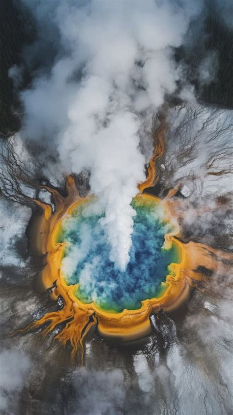 A Dramatic Close Up Of Old Faithful Geyser Erupting In Yellowstone