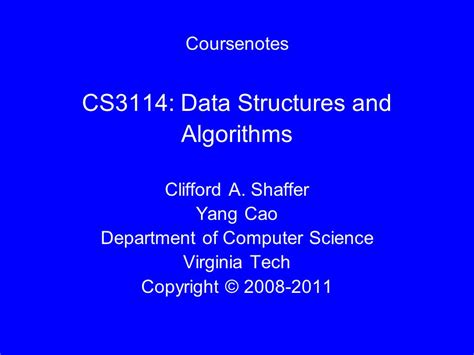 Coursenotes Cs3114 Data Structures And Algorithms Clifford A Shaffer