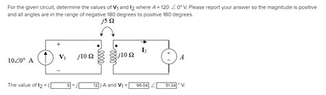 solved for the given circuit determine the values of v1 and