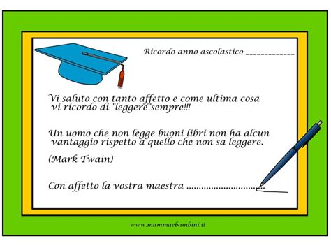 Biglietto Ricordo Per Gli Alunni A Fine Anno Mamma E Bambini