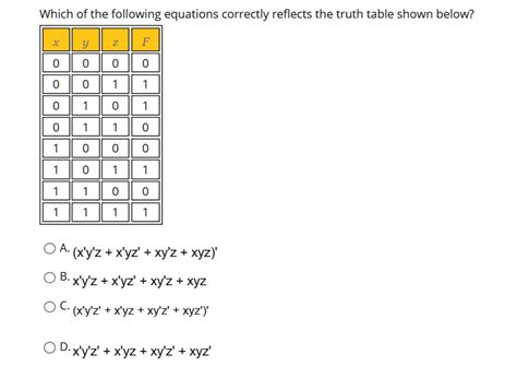 SOLVED Which Of The Following Equations Correctly Reflects The Truth
