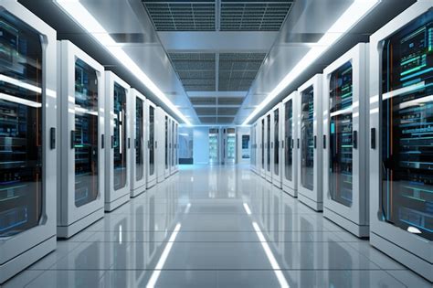 Premium Ai Image 3d Rendering Of A White Server Room With Computer Storage Systems