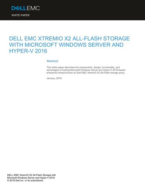 Pdf Microsoft Hyper V 2016 With Dell Emc Xtremio X2 White Paper