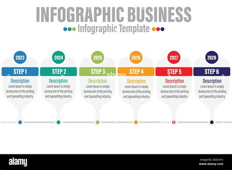 Infographic Template 6 Step Timeline Journey Flat Simple Infographics