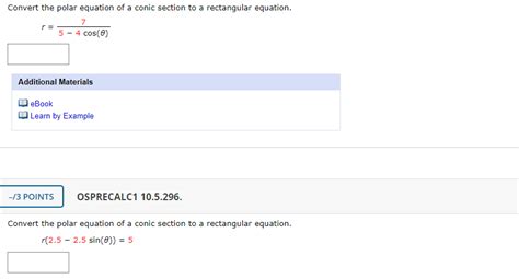 solved convert the polar equation of a conic section to a