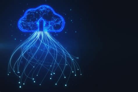 Premium Photo Abstract Glowing Blue Digital Cloud With Binary Code On