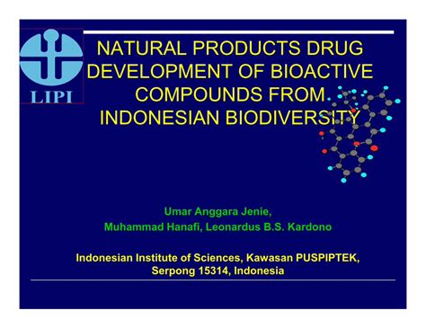 Pdf Natural Products Drug Development Of Bioactive Compounds From Indonesian Biodiversity Ppt