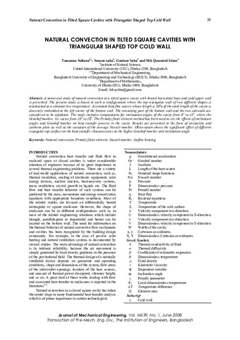 Pdf Natural Convection In Tilted Square Cavities With Triangular