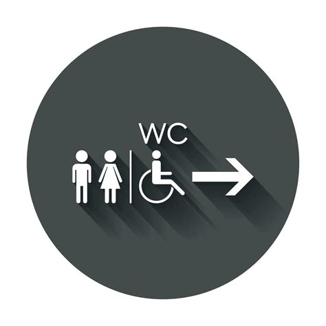 Wc Toilet Flat Vector Icon Men And Women Sign For Restroom With Long
