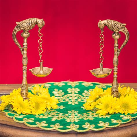 1 Ct Parrot Brass Oil Tall Diya Samai Diya Diwali Decor Brass Oil