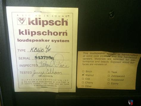 Klipsch Klipschorn Corner Horn Speakers Photo 990612 Us Audio Mart