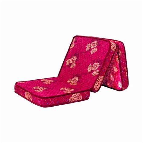 Maroon Single Foldable Foam Hostel Economic Bed Mattress Thickness 4