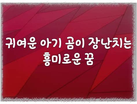 귀여운 아기 곰이 장난치는 흥미로운 꿈
