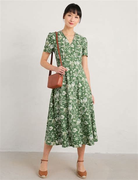 Seasalt Cornwall Cotton Rich Floral V Neck Midi Dress ShopStyle
