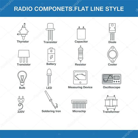 Radio Components Flat Line Style Stock Vector Image By ©kira2517 101697162