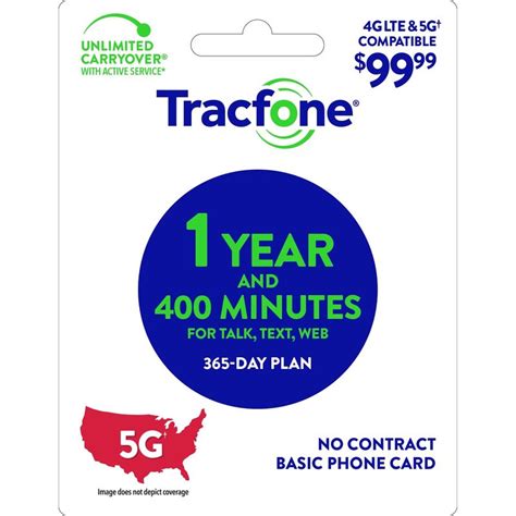 Tracfone 9999 Basic Phone Plan 400 Minute 365 Days Physical