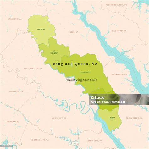 Va King And Queen County Vector Map Green Stock Illustration Download