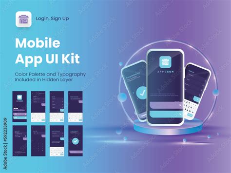 Mobile App Ui Ux Gui Layout With Different Login Screens Including Account Sign In Sign Up