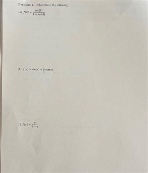 Solved Differentiate The Following Sec Sec A Chegg