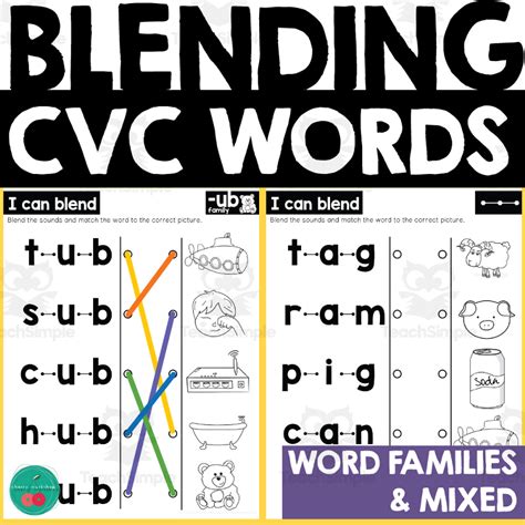 Blending CVC Words Worksheets Blend Read And Match By Teach Simple