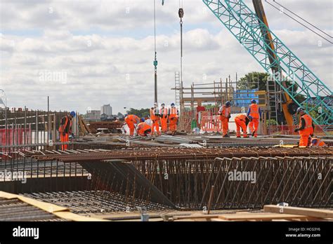 A Reinforced Concrete Railway Bridge Under Construction In Bermondsey