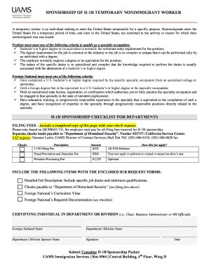 Fillable Online H1B Department Sponsorship Forms And Checklist