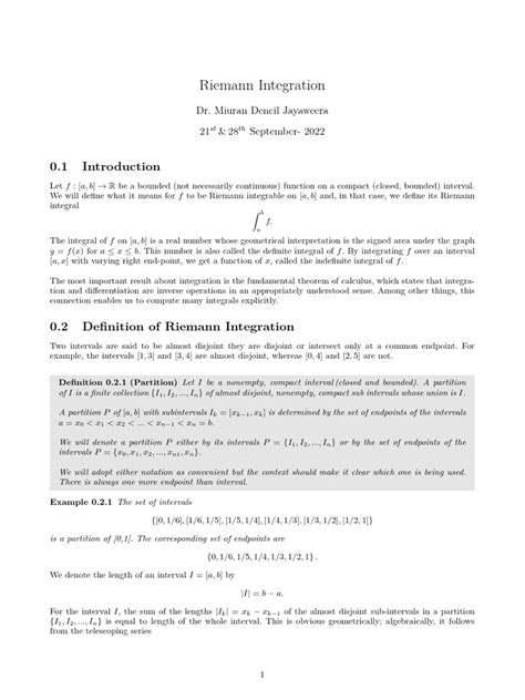 Ch2 Reimann Integral Pdf Integral Interval Mathematics