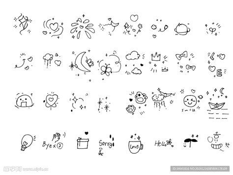 矢量图儿童手绘可爱装饰简笔线条设计图 卡通设计 广告设计 设计图库 昵图网